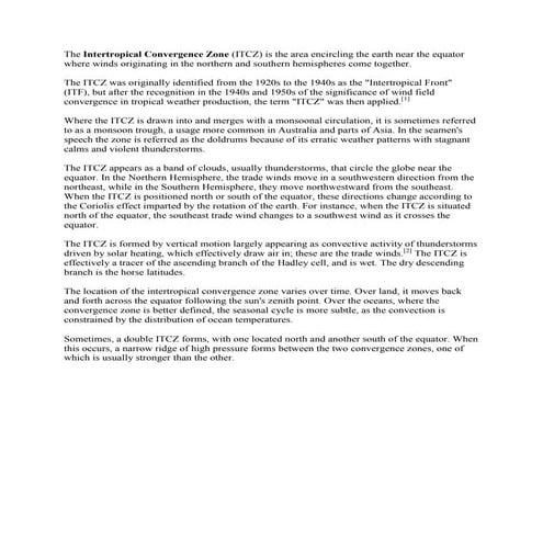 ITCZ - Inter Tropical Convergence Zone | PDF