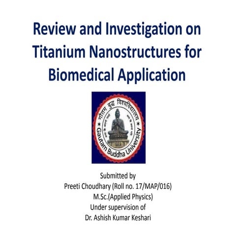 TiO2 nanostructure for biomedical application. | PPTX | Chemistry | Science