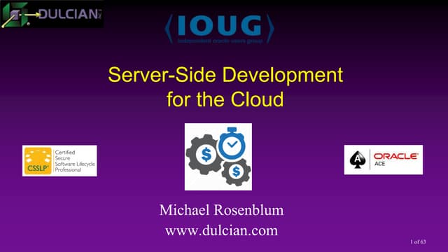 Server Side Development For The Cloud Pptx Databases Computer