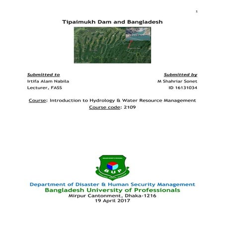 Tipaimukh dam & Bangladesh- M Shahriar Sonet | PDF