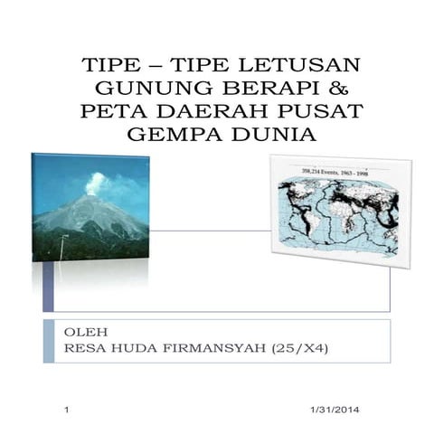 Tipe – tipe letusan gunung berapi & peta | PPTX