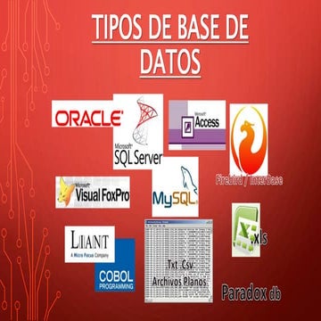 Tipos de base de datos | PPTX | Databases | Computer Software and Applications