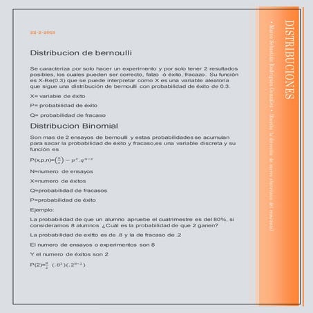 Distribución binomial bernoulli | PPTX