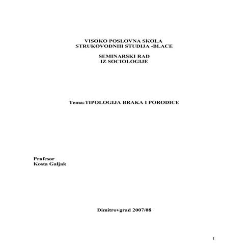 Tipologija braka i porodice sociologija | DOC