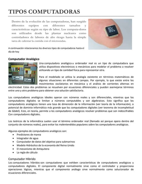 Clasificacion de la computadora | PPTX