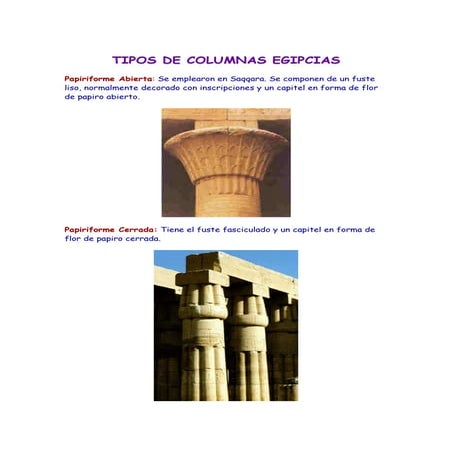 Tipos de columnas egipcias | DOC