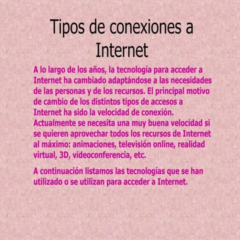 Cuadro comparativo de los tipos de conexiones a internet | PDF