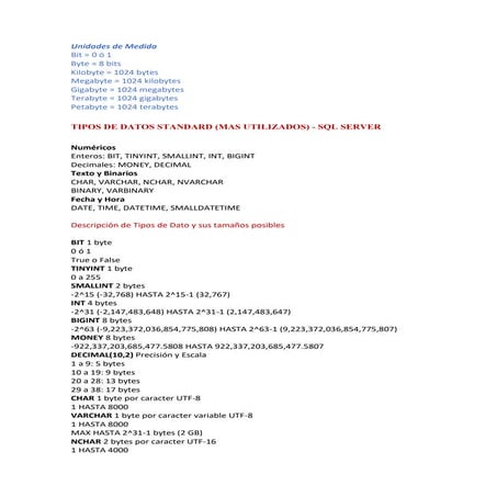 Tipos de datos SQL | PDF