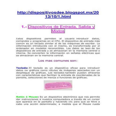 Dispositivos de entrada, procesamiento y salida | PPTX