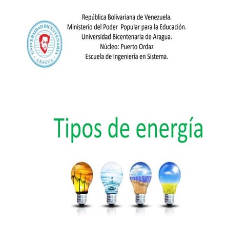 tipos de energía (renovable y no renovable) | PPTX
