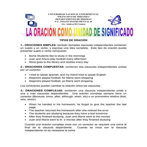 Tipos de Oraciones | PDF