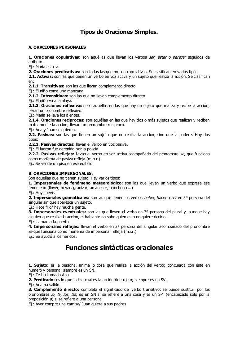 Oraciones Simples Y Oraciones Compuestas 150 Ejemplos
