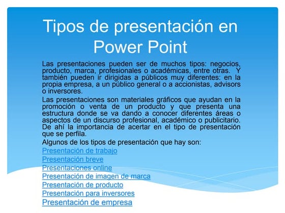 Tipos de presentaciones | PPT