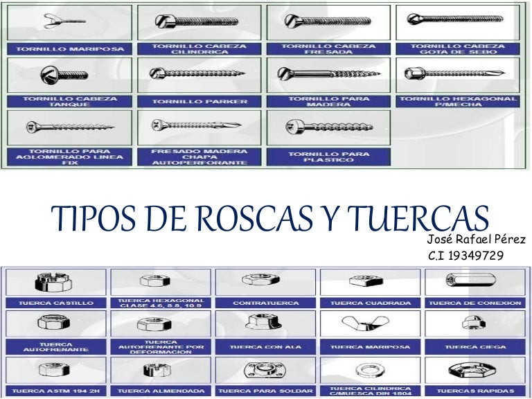 TIPOS ROSCAS Y TORNILLOS