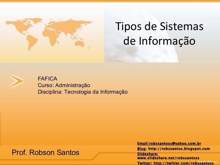 Tipos de Sistemas de Informação Resumo Tipos de Sistemas de Informação Resumo