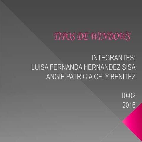 Tipos de windows | PPTX | Computing | Technology & Computing