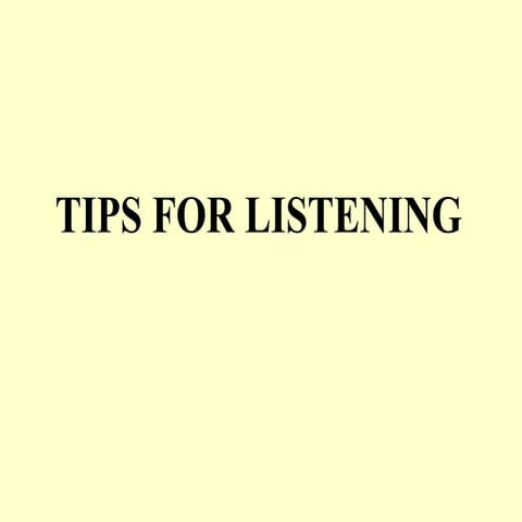 Tips For Listening | PPT