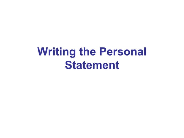 Writing a Personal Statement | PPTX