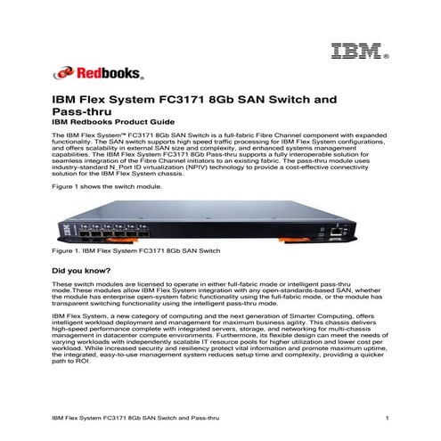IBM Flex System FC3171 8Gb SAN Switch and Pass-thru | PDF