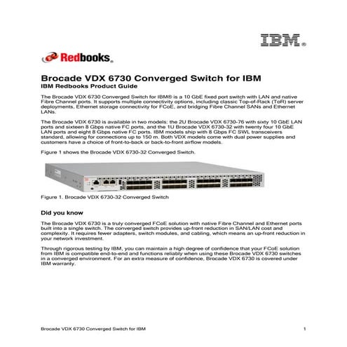 Brocade VDX 6730 Converged Switch for IBM | PDF