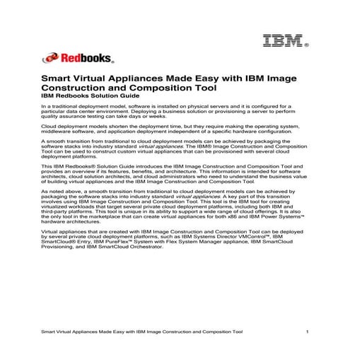 Smart Virtual Appliances Made Easy with IBM Image Construction and ...