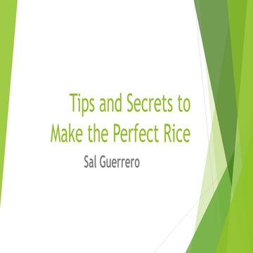 Tips and Secrets to Make the Perfect Rice | PDF