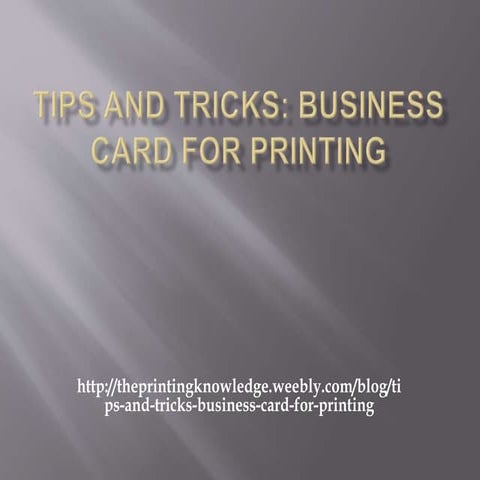 Tips and tricks | PPT
