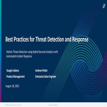 Tips And Tricks Best Practices For Threat Detection And Response 2021 08 Pptx