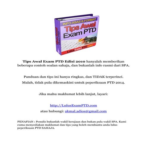 Tips Awal Peperiksaan exam PTD | PDF