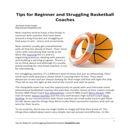 Tips for beginner and struggling basketball coaches | PDF