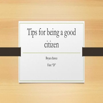Tips for being a good citizen | PPTX
