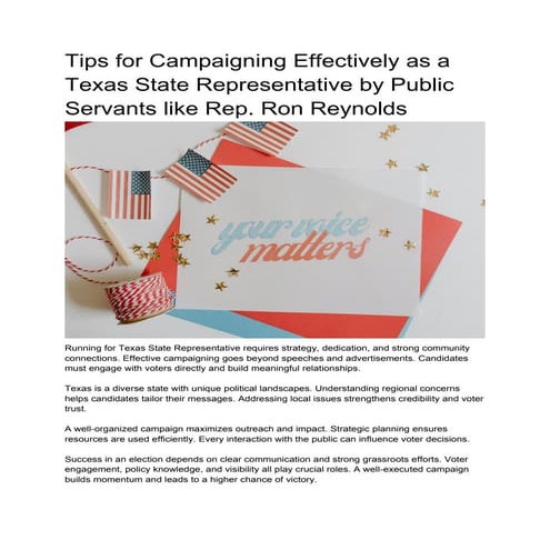 Tips for Campaigning Effectively as a Texas State Representative by ...