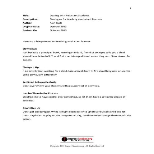 Tips for Dealing with Reluctant Students | PDF