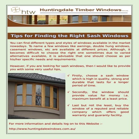 Tips for finding the right sash windows | PDF
