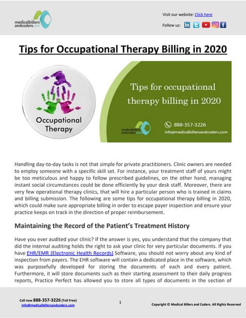 Tips For Occupational Therapy Billing In 2020 Pdf