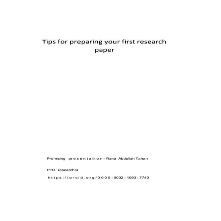 Tips for preparing your first research paper | PDF