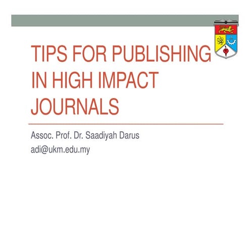 Tips for publishing in high impact journals | PDF