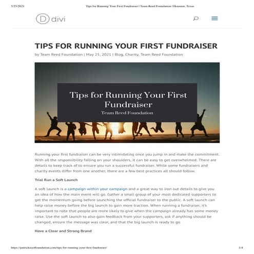 Tips for Running Your First Fundraiser | Team Reed Foundation | PDF ...