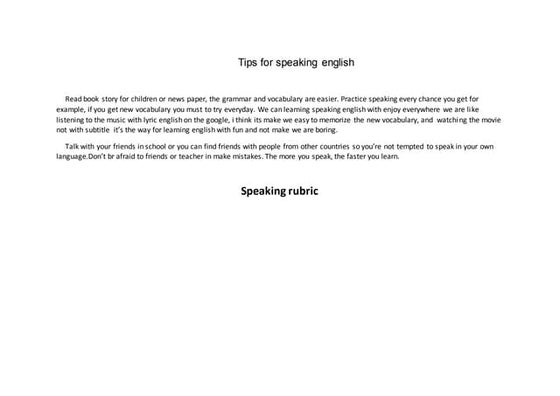 Tips for speaking english | PPT