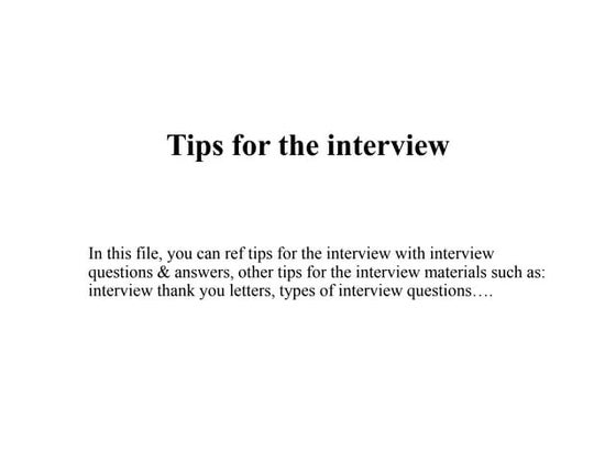 Interview tips for job | PPT