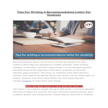 Tips for writing a recommendation letter for students | PDF