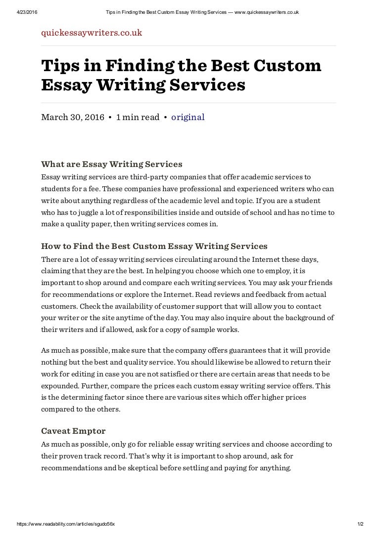 Tips in finding the best custom essay writing services — www.quickess…