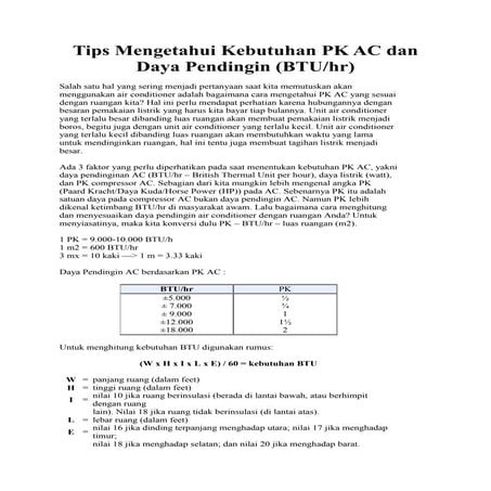 Perhitungan kapasitas ac | DOCX
