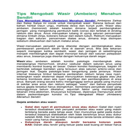 Wasir dan pengobatanya | PDF