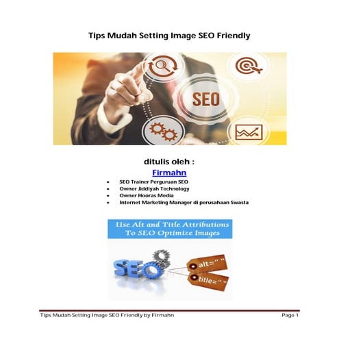 Tips mudah setting image seo friendly by Firmahn | PDF