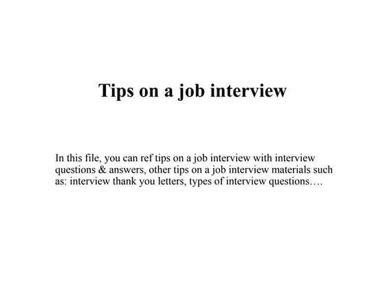 Top tips for an interview | PPT