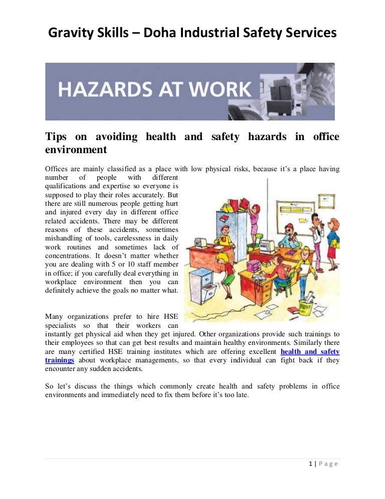 Tips on avoiding health and safety hazards in office environment