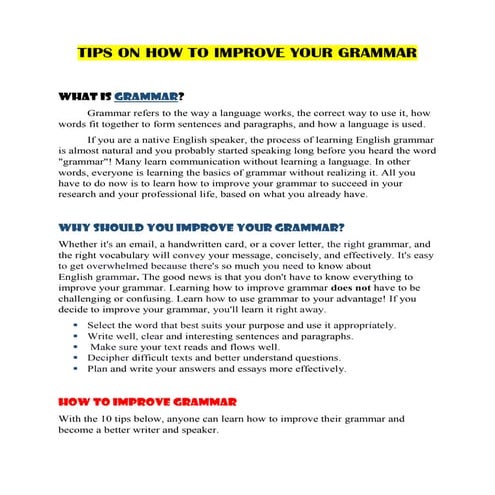 Tips on How to Improve your Grammar | PDF