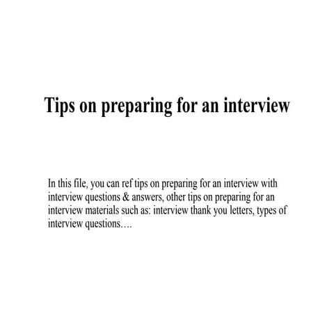 Tips on preparing for an interview | PPT