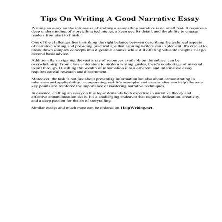 Tips On Writing A Good Narrative Essay. Check my Essay: Narrative ...